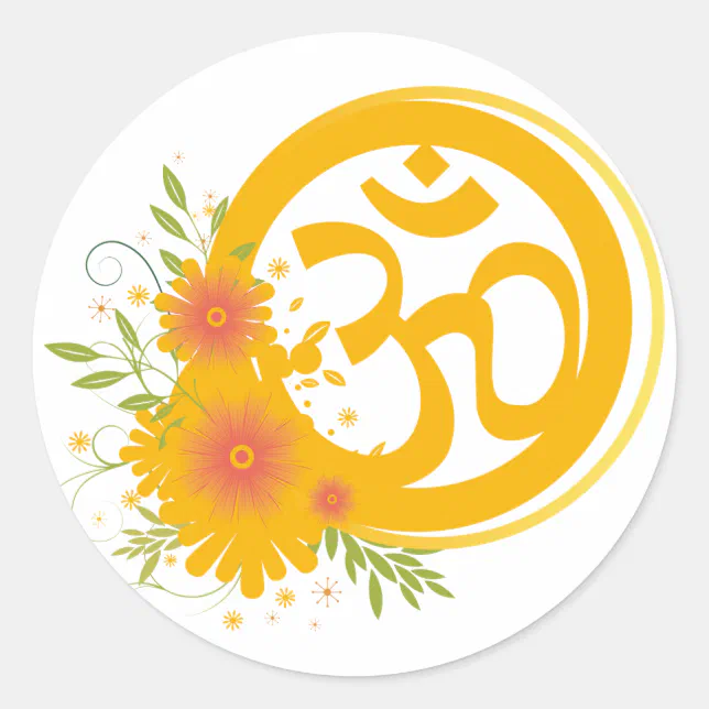 Summer Om Symbol Classic Round Sticker | Zazzle