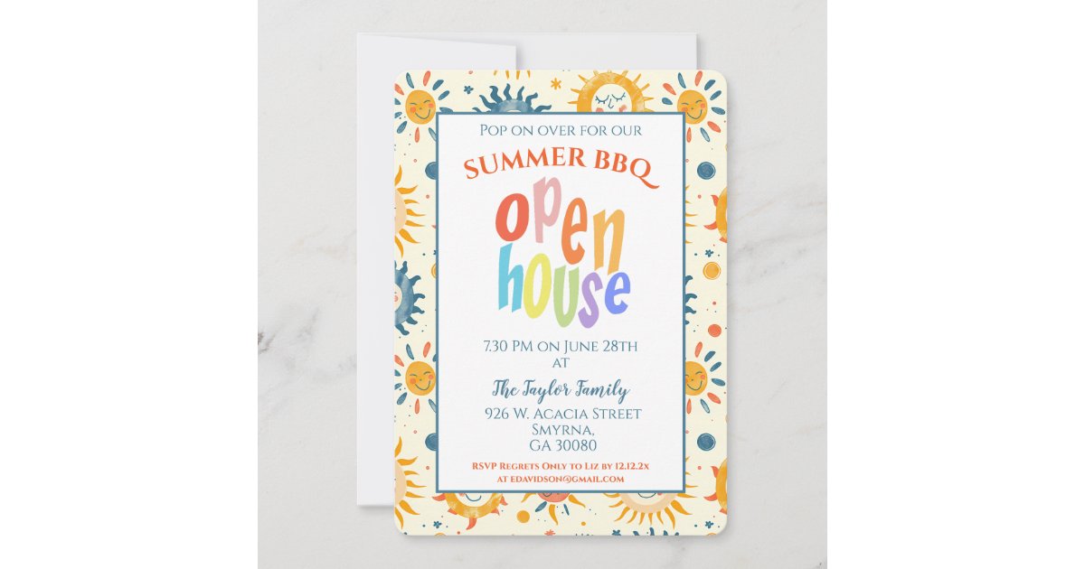 Summer Open House Sunshine Invitation | Zazzle