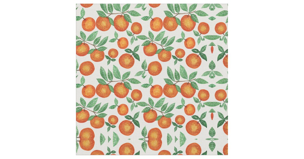 Summer Oranges Citrus Watercolor Fruit Pattern Fabric | Zazzle
