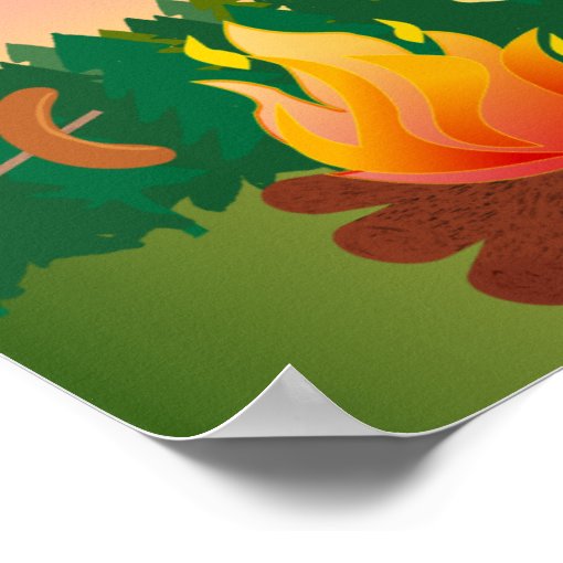 Summer Outdoor Camp Fire Poster | Zazzle