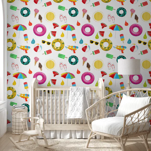 Summer Party Beach Pool Fun Pattern Wallpaper | Zazzle