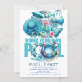Summer Party BYO Pool Turquoise Watercolor Invitation | Zazzle