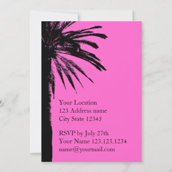 Summer party invitations neon pink and palm trees | Zazzle