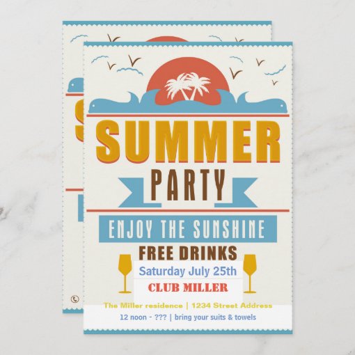 Summer Party Sign - 5x7 Invitation | Zazzle