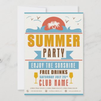 Summer Party Sign - 5x7 Invitation | Zazzle