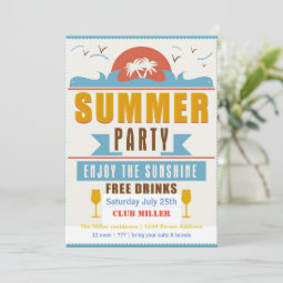 Summer Party Sign - 5x7 Invitation | Zazzle