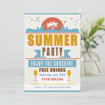 Summer Party Sign - 5x7 Invitation | Zazzle