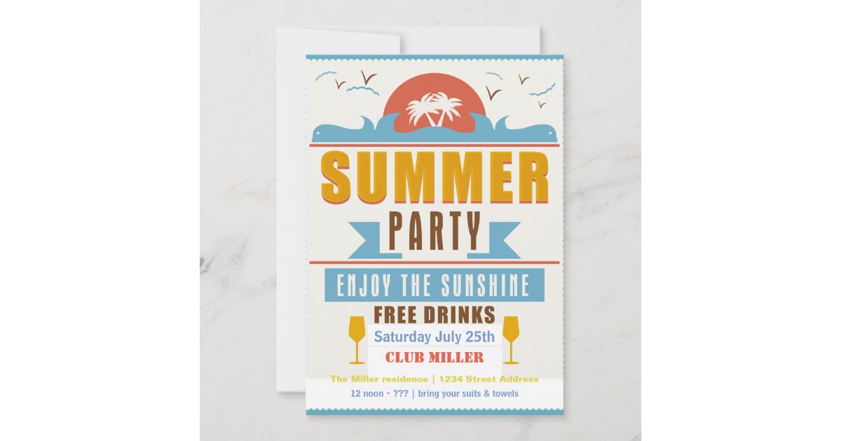Summer Party Sign - 5x7 Invitation | Zazzle