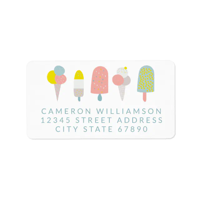 Summer Pastel Ice Cream Cute Return Address Label | Zazzle