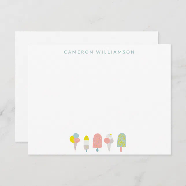 Summer Pastel Ice Cream Personalized Stationery Note Card | Zazzle