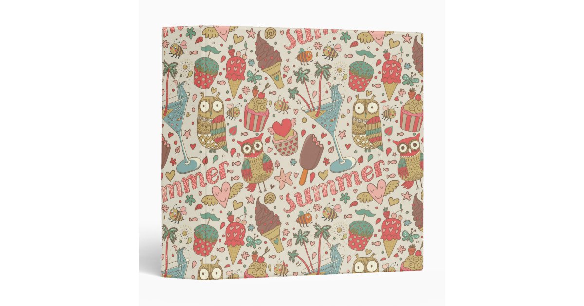 Summer Pattern With Ice Cream Binder | Zazzle