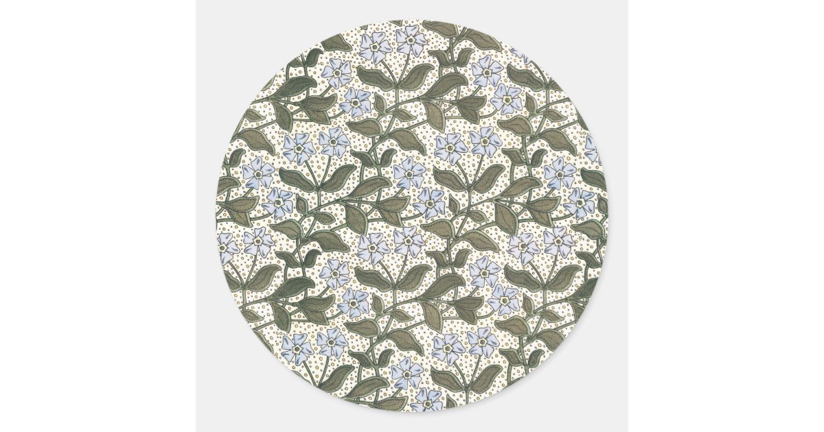 Summer Periwinkle Flower Pretty Elegant Floral Classic Round Sticker ...