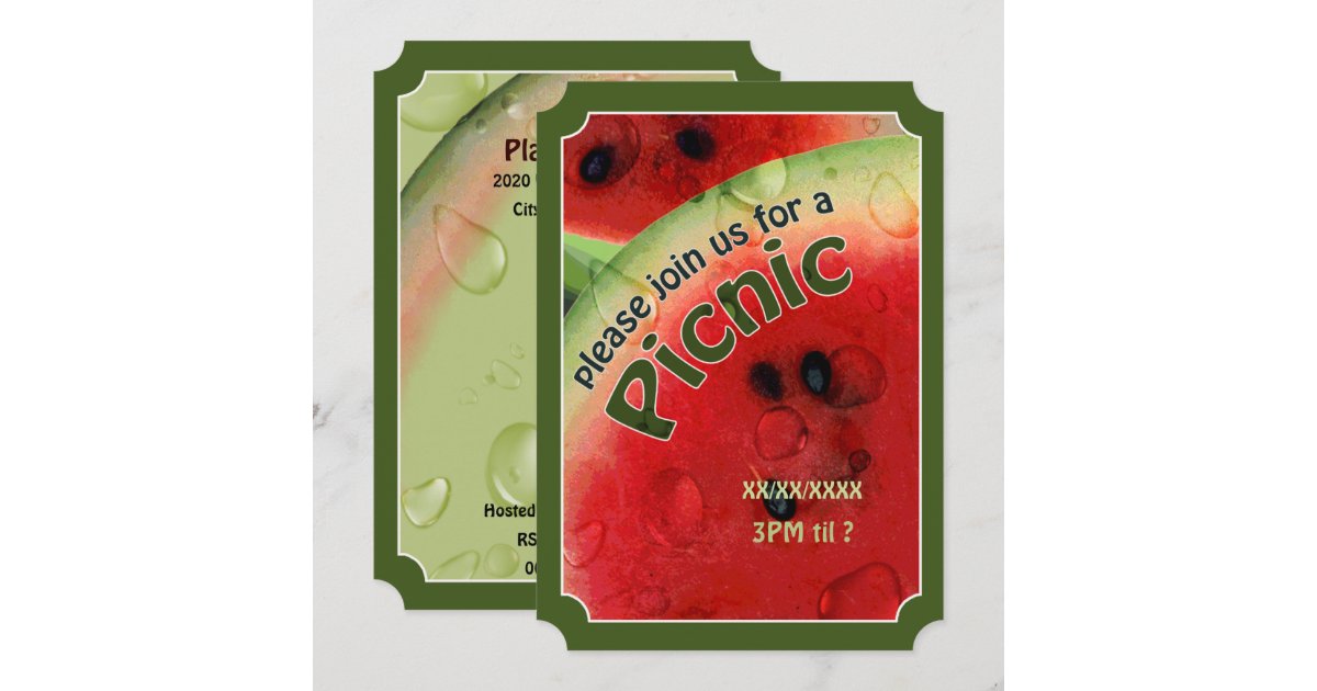 Summer Picnic Fresh Watermelon Ticket Invite | Zazzle