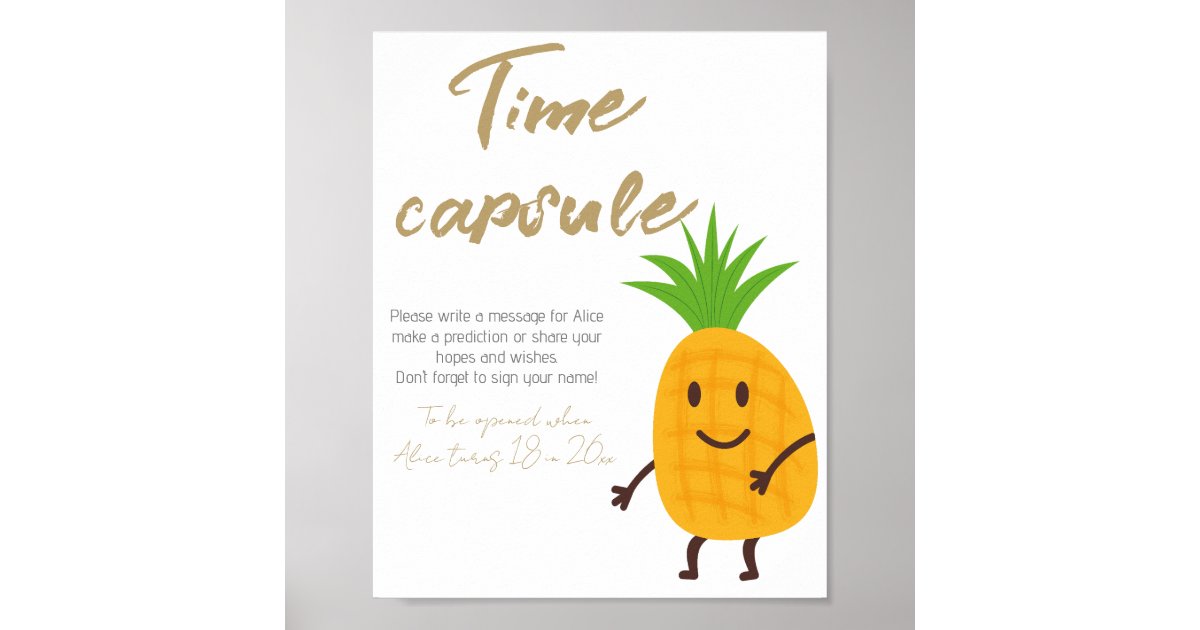 Summer Pineapple Tropical Aloha Time Capsule Poster | Zazzle
