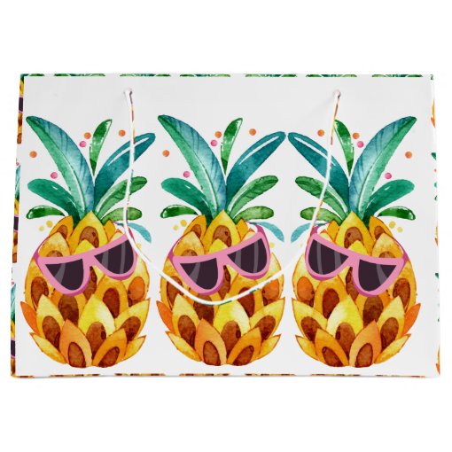 Summer Pineapple Watercolors illustration Large Gift Bag | Zazzle
