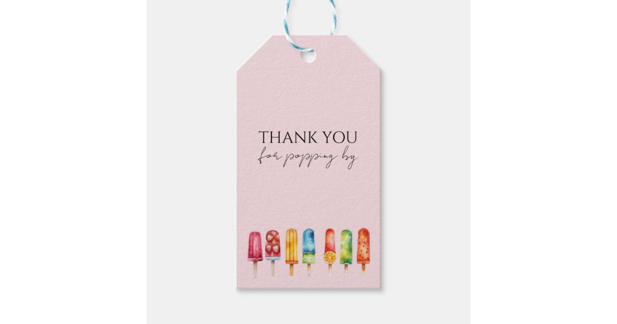 Summer Pink Popsicle Party Gift Tags | Zazzle