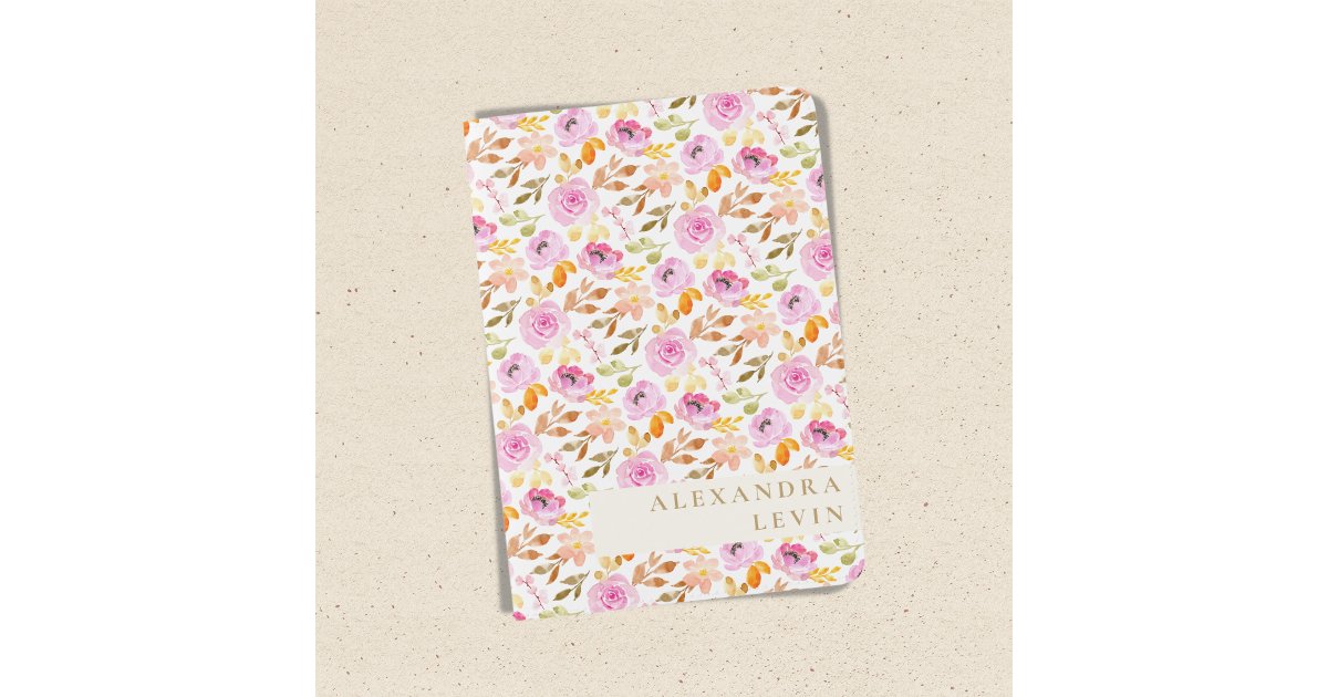 Summer Pink Watercolor Floral Personalized Name Passport Holder | Zazzle