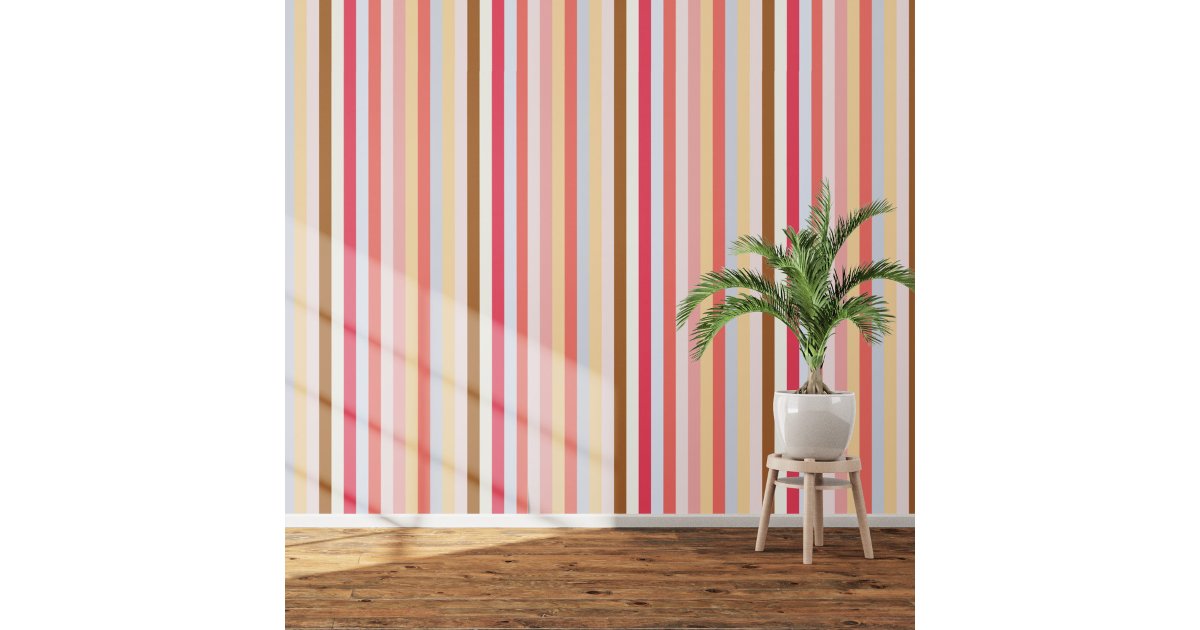 Summer Pink Yellow Stripe Wallpaper | Zazzle
