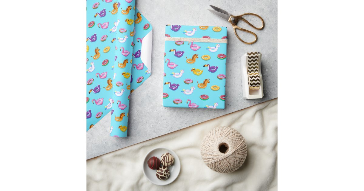 Summer Pool Float Pattern Wrapping Paper | Zazzle