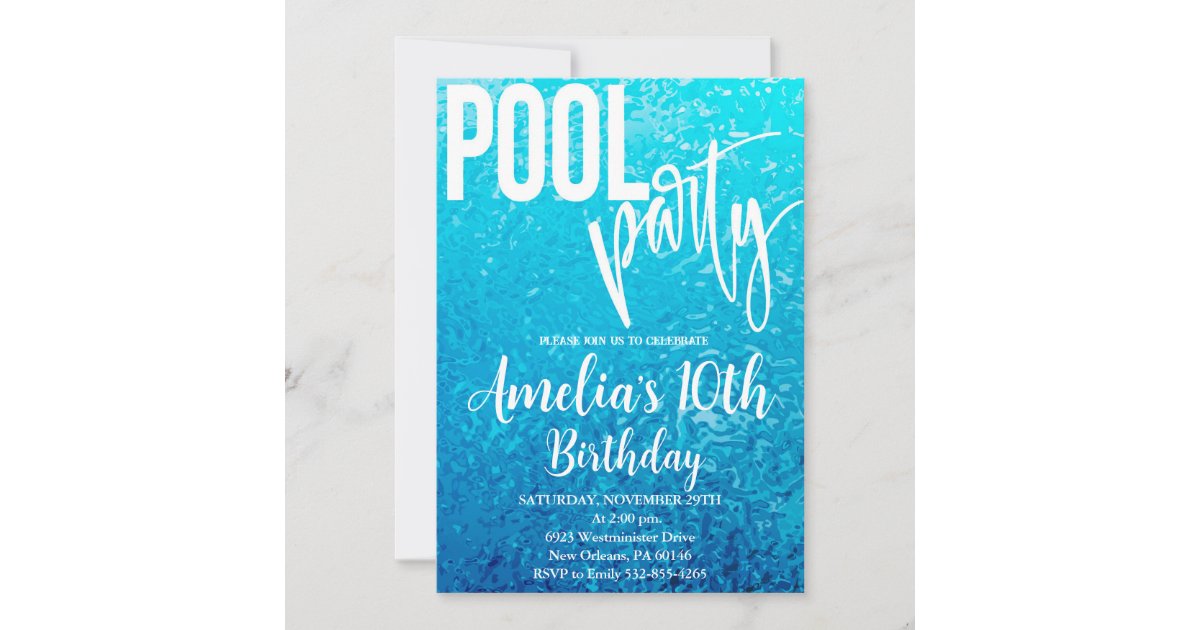 Summer Pool Party Birthday, Swimming Party Invitation | Zazzle