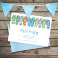 Summer Pool Party Cust Flip Flops Invitation | Zazzle