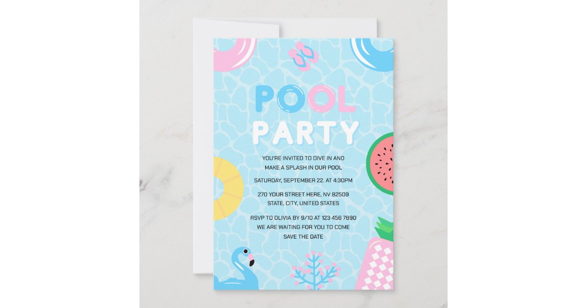 Summer Pool Party Gender Reveal Invitation | Zazzle