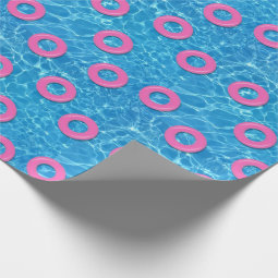 Summer Pool Party Pink Swimming Pool Floats Wrapping Paper | Zazzle