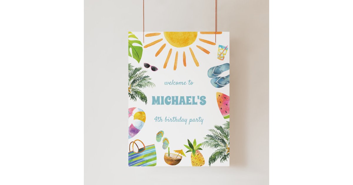 Summer Pool Party Welcome Sign | Zazzle