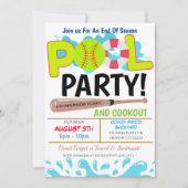 Summer Pool Softball Party Invitation | Zazzle