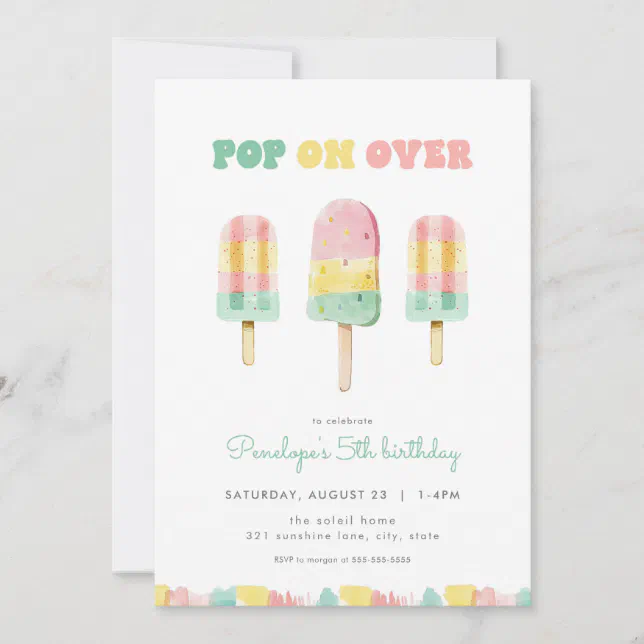 Summer Pop on Over Popsicle Birthday Invitation | Zazzle