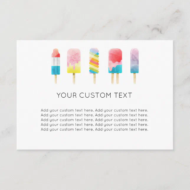 Summer popsicle ice cream birthday party enclosure card | Zazzle
