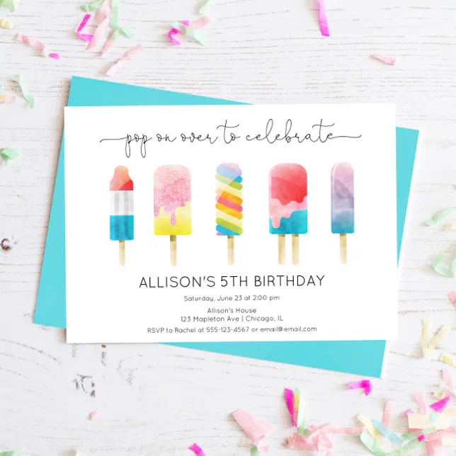 Summer popsicle ice cream birthday party invitation | Zazzle
