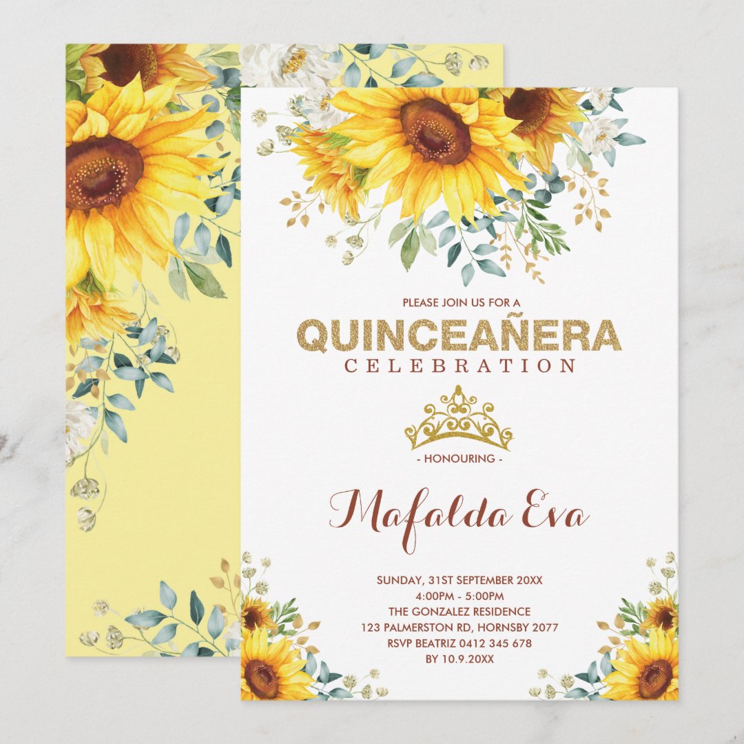 Summer Quinceanera Garden Sunflowers 15th Birthday Invitation | Zazzle