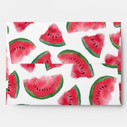 Summer Red Green Watermelon Watercolor Pattern Envelope | Zazzle