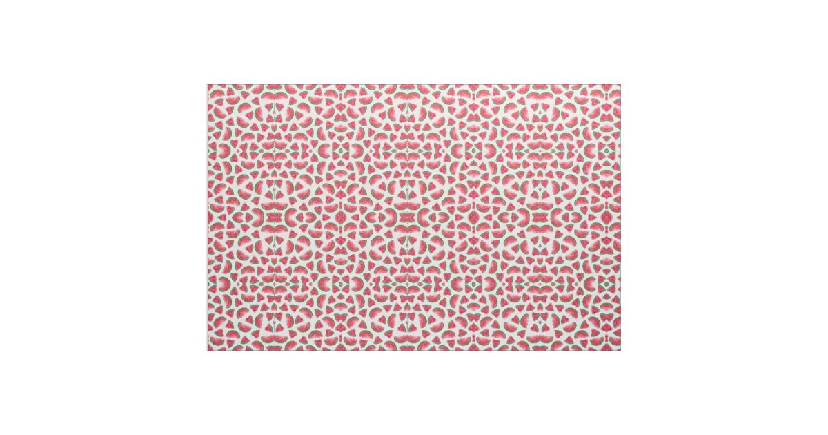 Summer Red Green Watermelon Watercolor Pattern Fabric | Zazzle