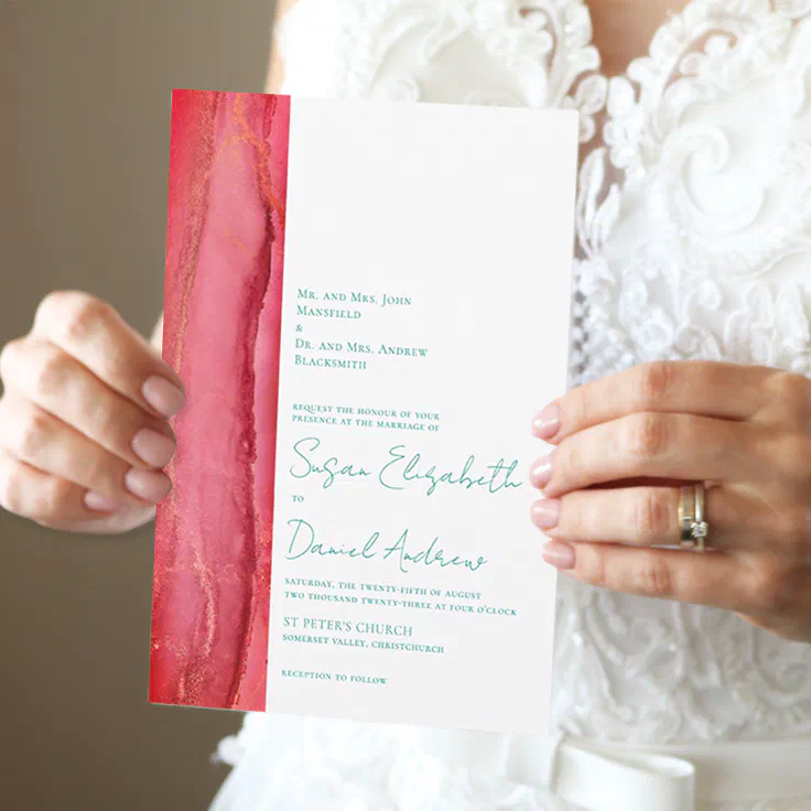Summer Red Green Wedding Invitation | Zazzle