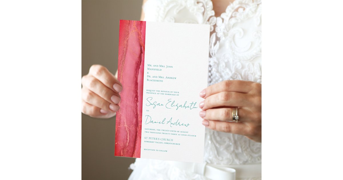 Summer Red Green Wedding Invitation | Zazzle