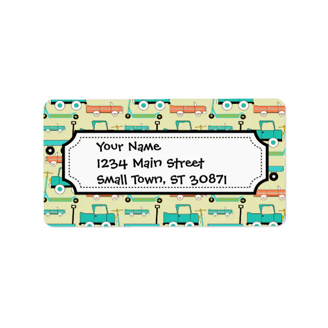 Summer Retro Wheels Scooters Cars Wagons Trucks Label | Zazzle