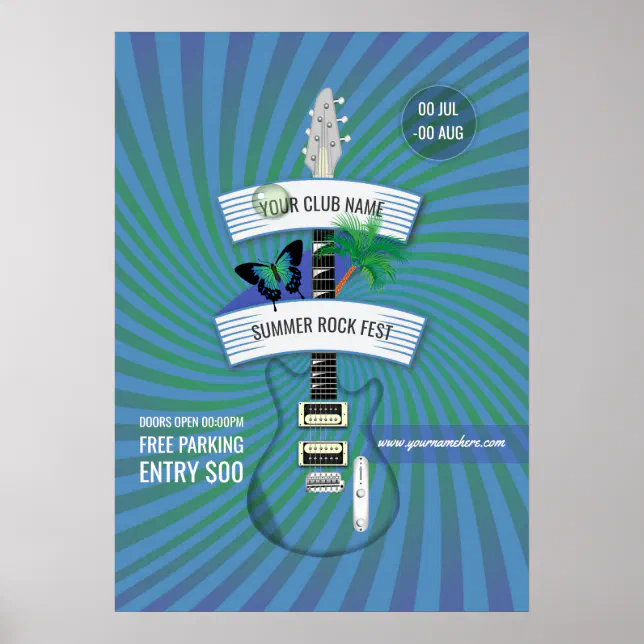 Summer Rock Festival add logo invitation Poster | Zazzle