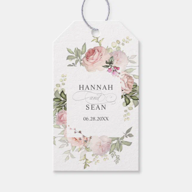 Summer Rose Garden Pink Floral Wedding Gift Tags | Zazzle