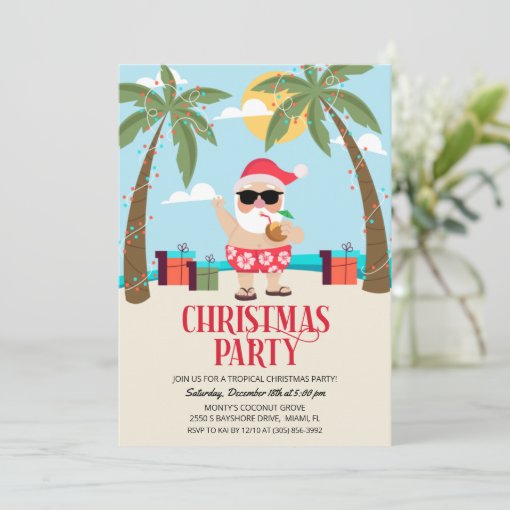 Summer Santa Christmas Party Invitation | Zazzle