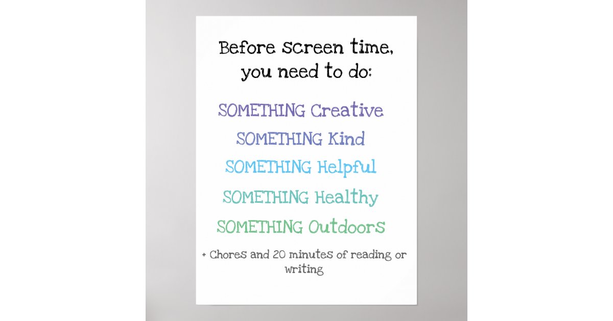 Summer Screen Time Rules simple poster | Zazzle