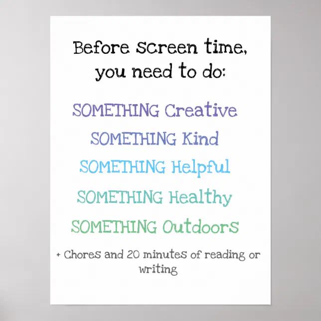 Summer Screen Time Rules simple poster | Zazzle