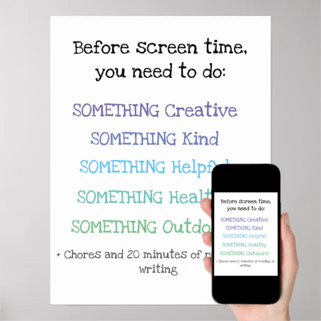 Summer Screen Time Rules simple poster | Zazzle