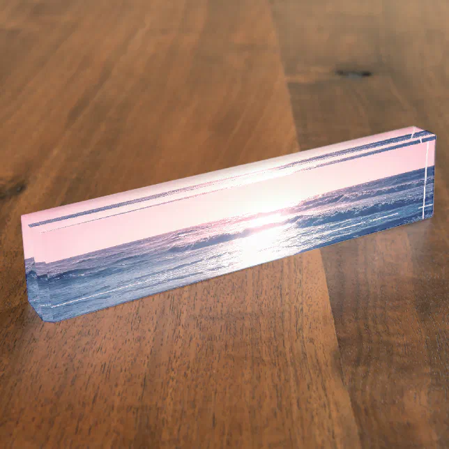Summer Sea Sunset Tropical Beach Photo Desk Name Plate | Zazzle