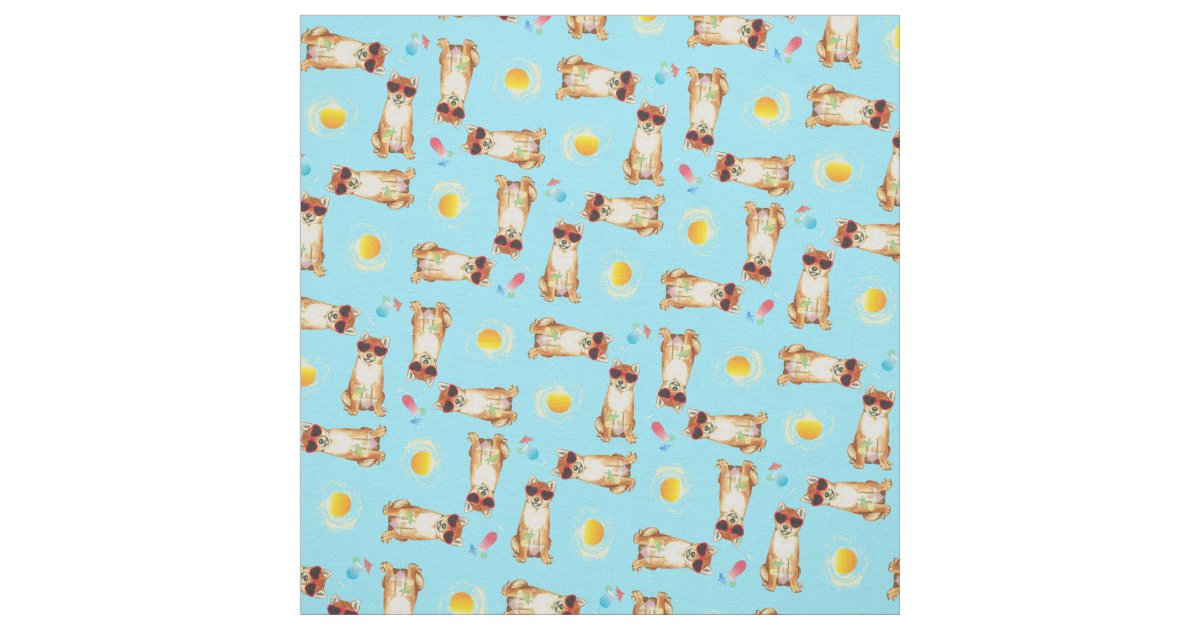 Summer Shiba Inu Fabric | Zazzle