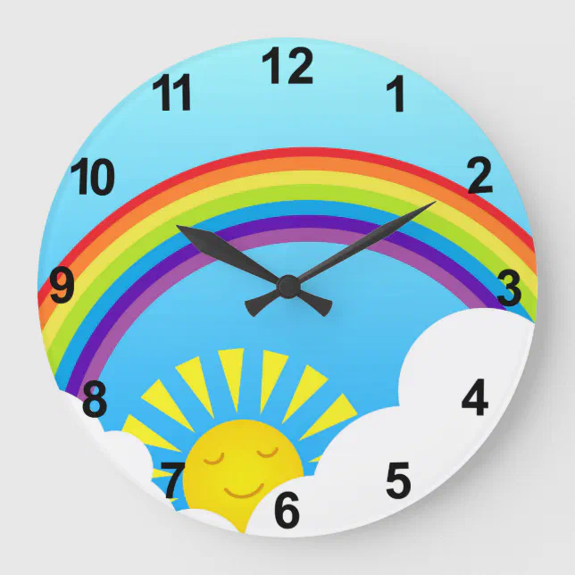 Summer sky large clock | Zazzle