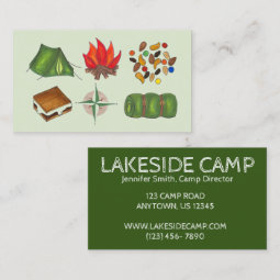 Summer Sleepaway Camp Camping Campground Business Card | Zazzle