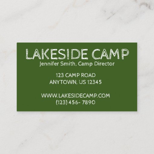 Summer Sleepaway Camp Camping Campground Business Card | Zazzle