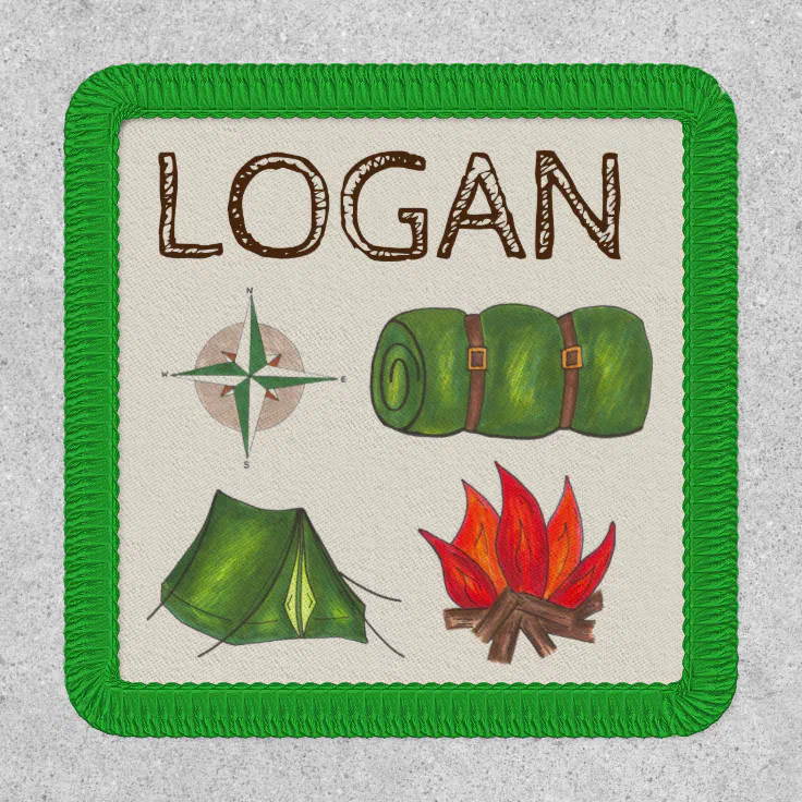 Summer Sleepaway Camp Compass Tent Campfire Patch | Zazzle